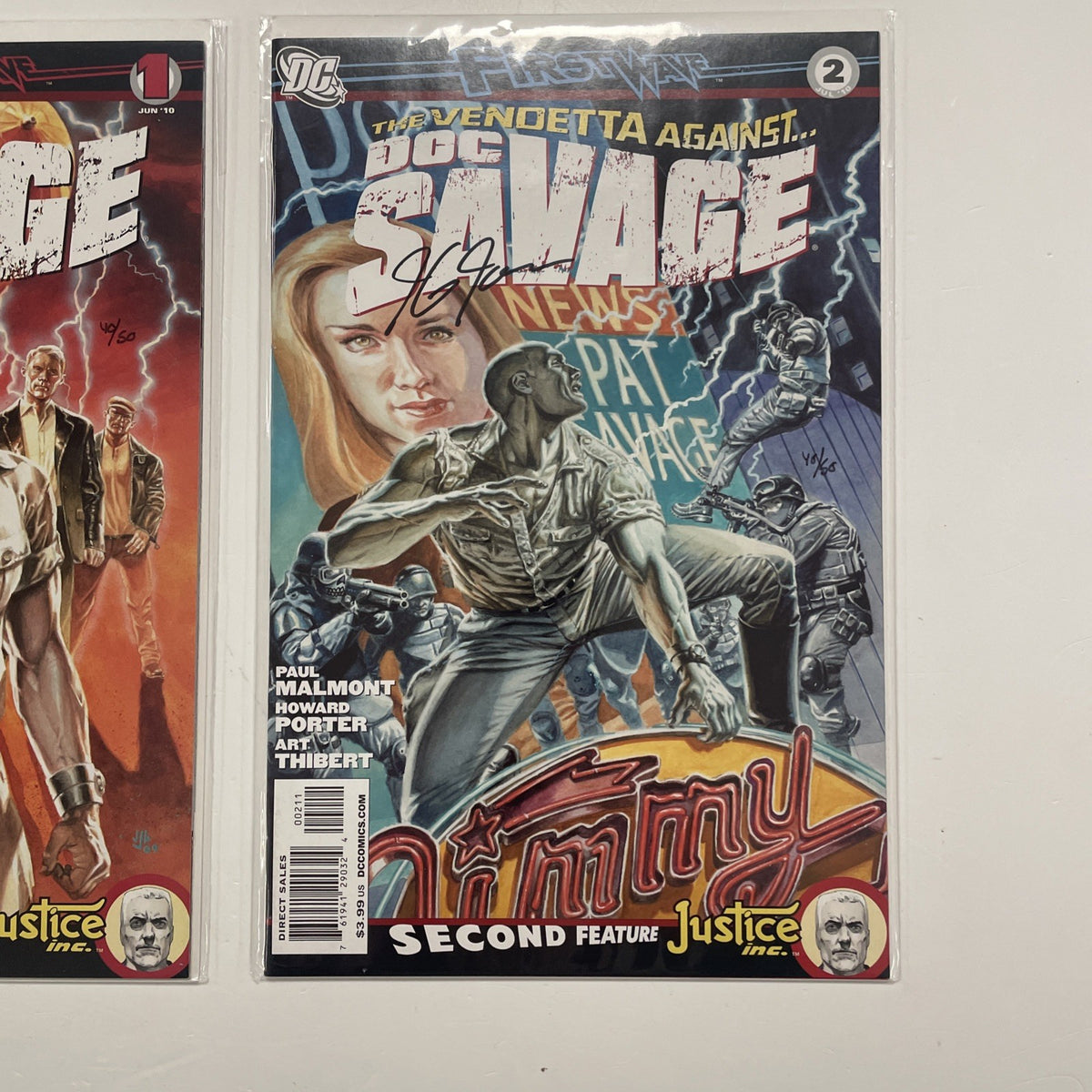 Doc Savage #1 & #2 2010 Signed J.G Jones Dynamic Forces CoA 40/50 copi ...