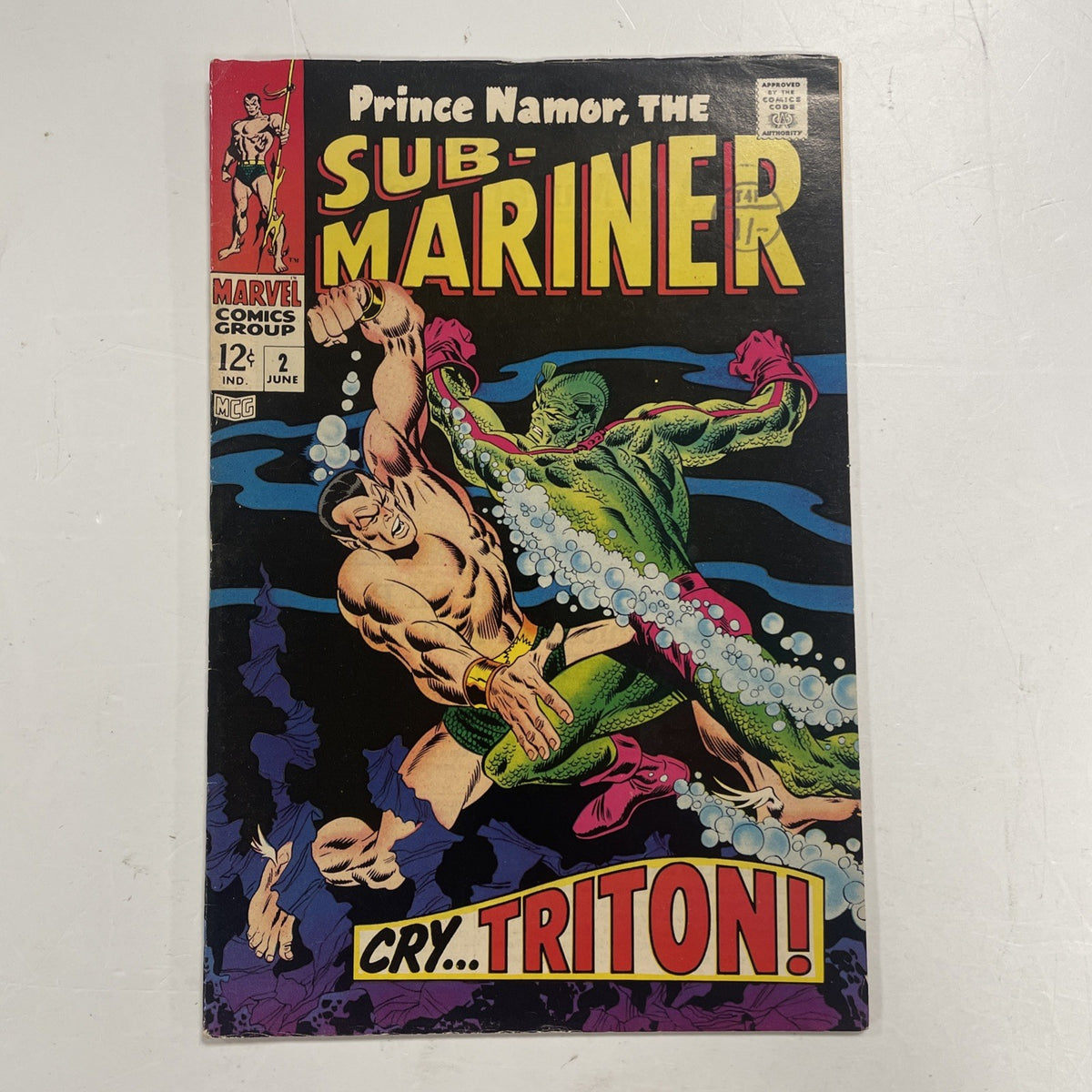 Sub-mariner #2 1968 VG/FN Pence Stamp **Small tear bottom of rear cove ...